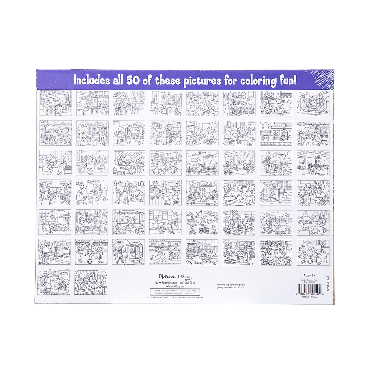 Melissa & Doug Jumbo Coloring Pad (11 x 14 inches) - Town, 50 Pictures