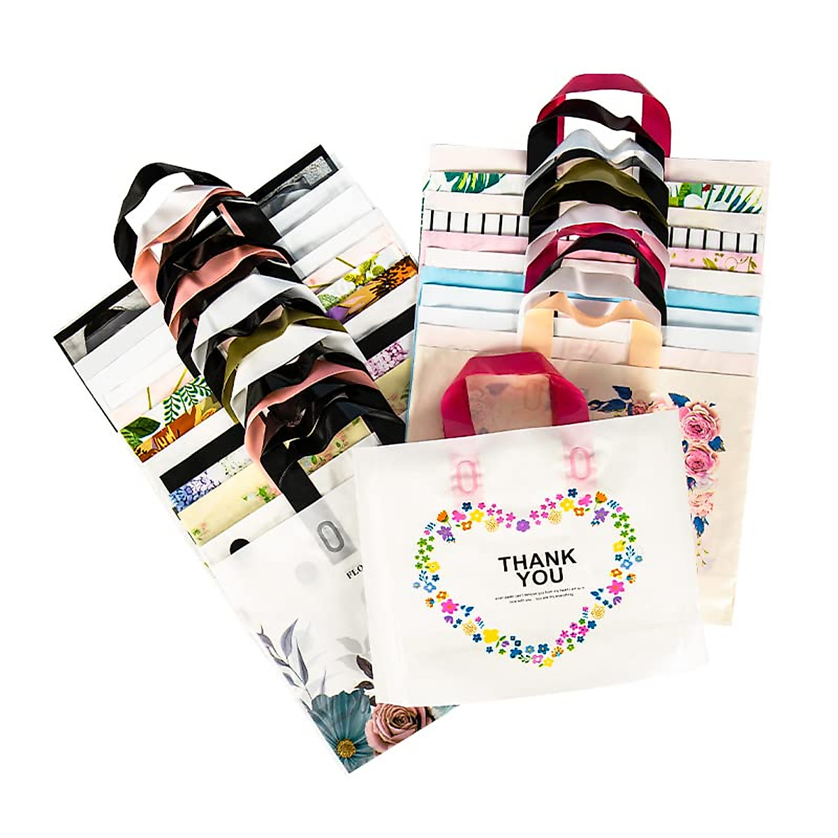 Custom Plastic Bags with Handle Logo Words Personalized Merchandise Packing Bags for Shirts Party 50 100 200 Pcs Options