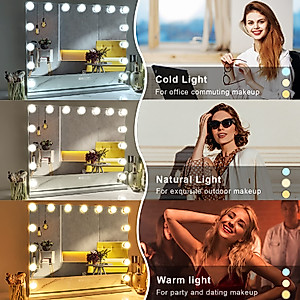 FENCHILIN Vanity Mirror with Lights and Speaker Hollywood Lighted Makeup Mirror with 15 Dimmable LED Bulbs for Dressing Room & Bedroom, Tabletop or Wall-Mounted