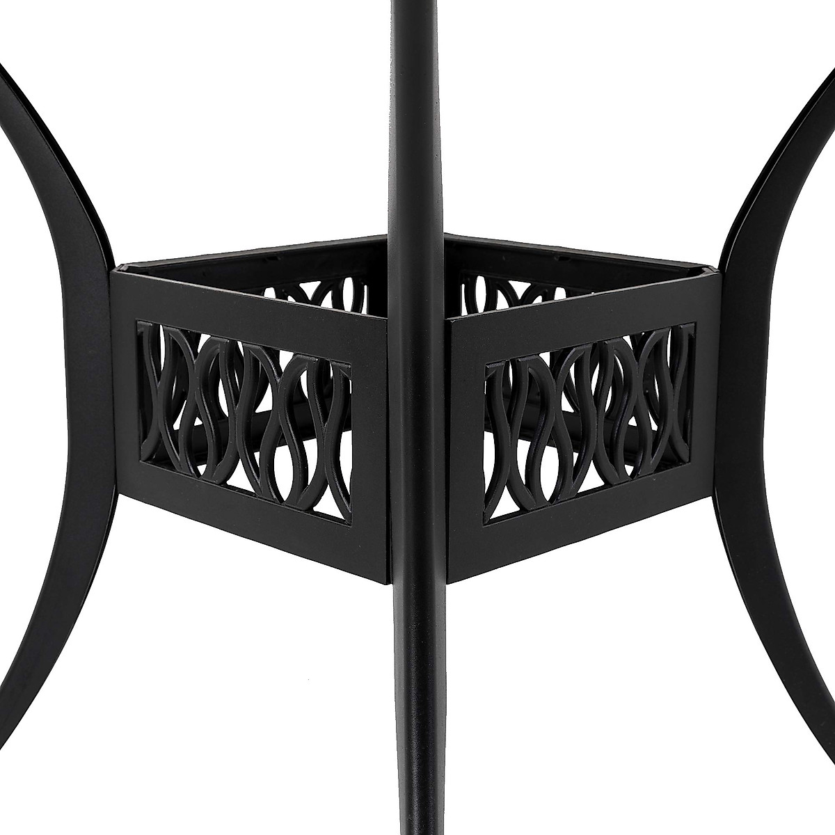 Glitzhome 29" H Round Outdoor Patio Dining Table Cast Aluminum Side Table Furniture Stand with 1.9" D Umbrella Hole for Lawn Garden Backyard