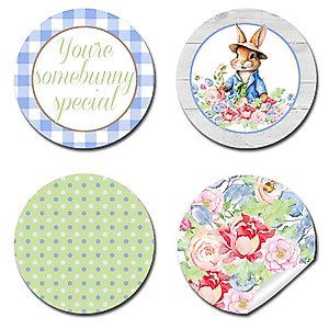 You* *re Some Bunny Special Little Rabbit Birthday Kiss Sticker Labels for Boys, 300 Party Circle Sticker sized 0.75* * for Chocolate Drop Kisses by AmandaCreation, Great for Party Favors, Envelope