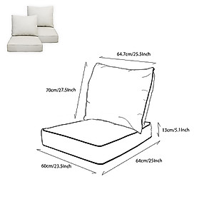 Garden lucky in/Outdoor 23.5x25x5.1 Inch Almond Deep Seat Patio Cushion Set Outdoor Chair Cushions with Fade Resistant and Removable Cover for with Most Patio Furniture and homedepot Furniture 2 Sets
