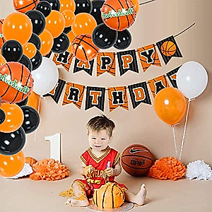 Basketball Theme Balloon Garland Arch Kit, 110 PCS Black Orange Balloons for Basketball Sports Theme Party Birthday Party Decorations Supplies