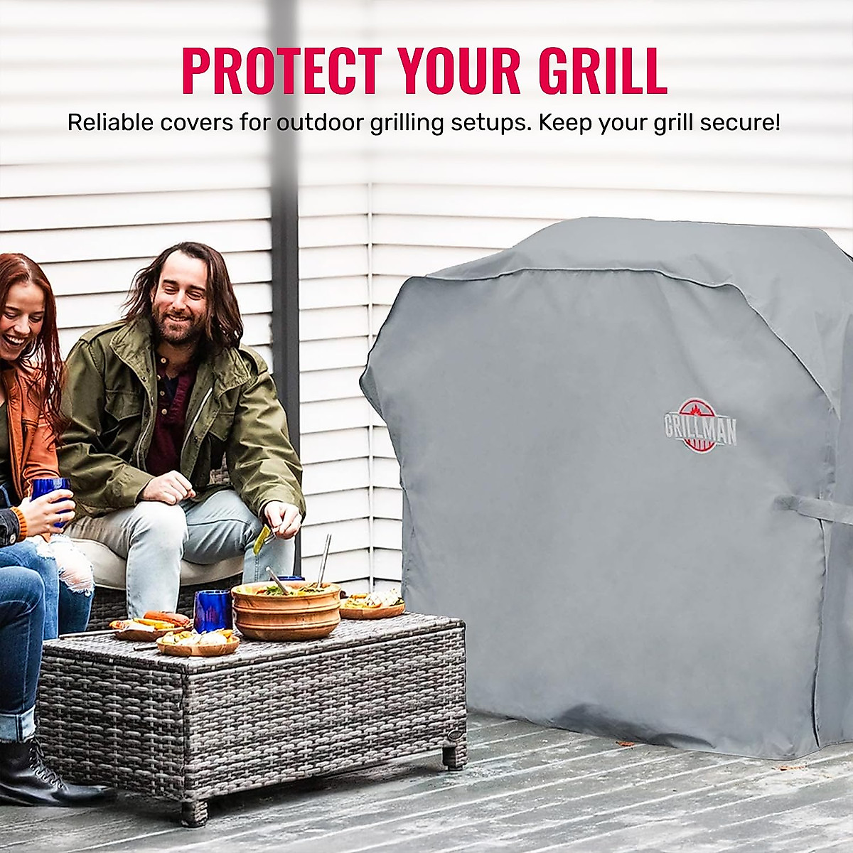 Grillman Top Heavy Duty Large Grill Cover, 58x24x48 inches, Tan (Outdoor-grill-covers, Weber Spirit, Genesis, Charbroil, etc.)