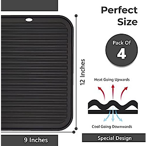 Silicone Trivets for Hot Pots and Pans (4 Pack) - Multipurpose Silicone Trivets for Hot Dishes and Hot Pot Holders (9 x 12 inch) - Silicone Heat Resistant Mats for Kitchen by Linda's Essentials