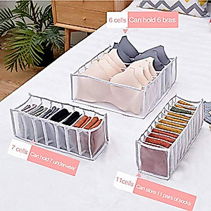 La Ka King Underwear Drawer Organizer Three-Piece Suit Bedroom Closet Bra Sock Bathroom Drawer Organizers Clothes Dresser Organization Small and Storage Drawers(White)