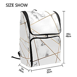 ZZKKO Geometric Marble Art Black and White Backpacks College Book Laptop Bag Camping Hiking Travel Daypack