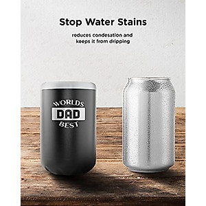 SoHo Can Cooler Gift for Dad, Insulated for 12oz Standard Beer, Soda Can, Tumbler for Fathers Day/Christmas/Birthday Gifts "Worlds Best Dad"(Gift Boxed)