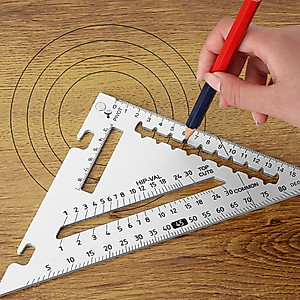 BELOWSYALER Carpenter Square Multifunctional Try Square Metal Aluminium Ruler AnglesGuide Protractor Angles Try Square 45 & 90Degree