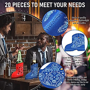 20 Pcs Cowboy Boot Skinny Can Sleeves Bachelorette Party Decorations Cowboy Slim Beverage Sleeves Party Shower Drink Holder Insulated Can Cover Neoprene Beer Bottle Sleeve for Cowboy Party Favors