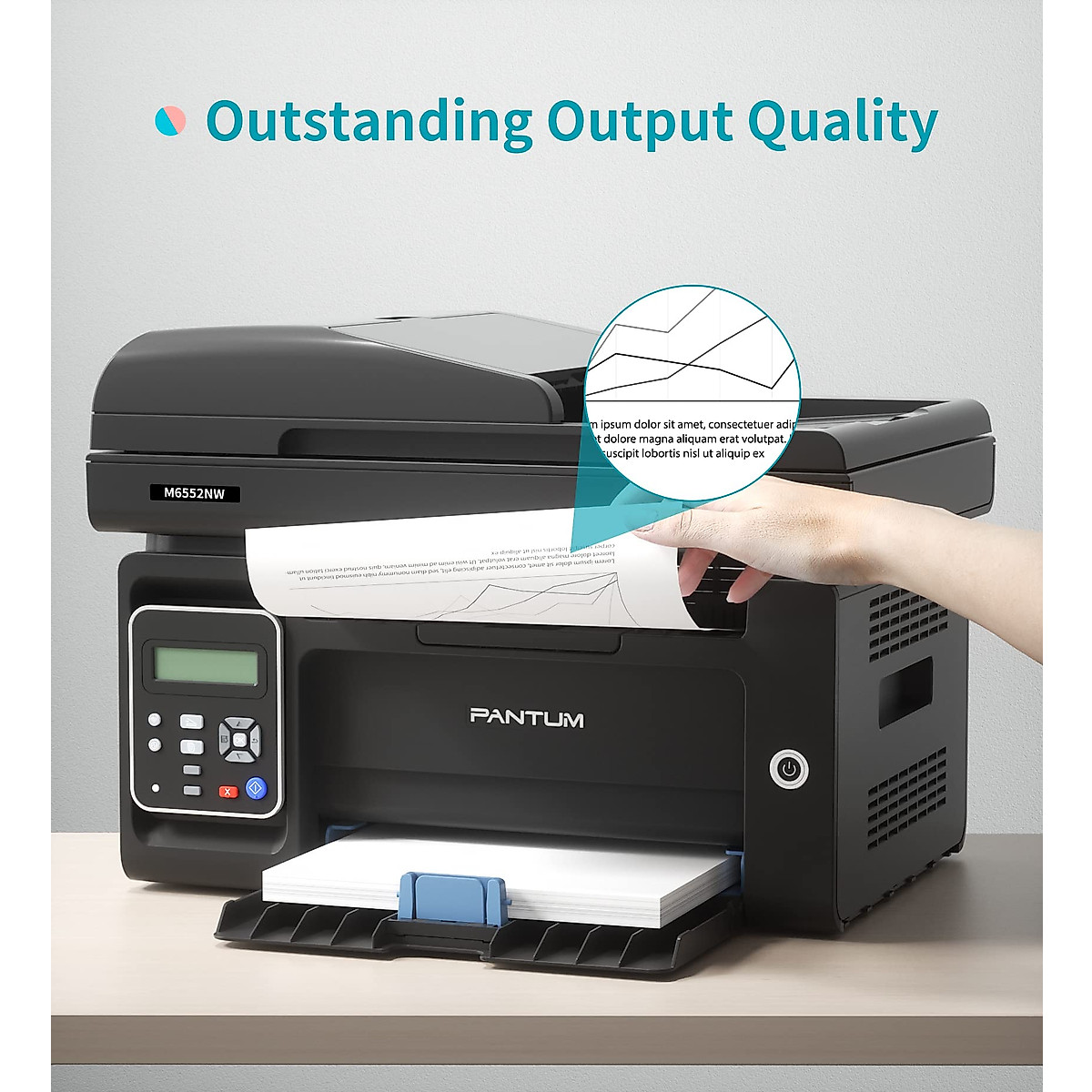 Pantum M6552NW All in One Laser Printer Scanner Copier with Auto Document Feeder, Wireless Multifunction Black and White Laser Printer, Black