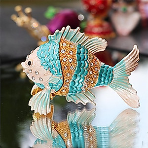 Waltz&F Tropical fish Trinket Box Hinged Hand-painted Animal Figurine Collectible Ring Holder
