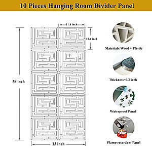 Lchen Hanging Room Divider Panel,10 Pieces Hanging Wall Divider Room Partition Wood-Plastic Thick Hanging Panel Screen Home Office Decoration(ML-S-10Panels)