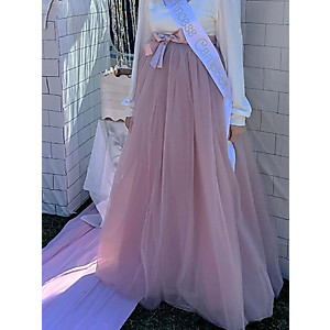 EllieHouse Womens Long Tutu Party Evening Tulle Skirt Dusty Pink Size L PC05