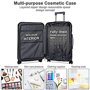GigabitBest 20" Carry-On Luggage & 14" Cosmetic Bag, Lightweight ABS+PC Carrying Case with TSA Lock, Luggage Sets 2 Piece with Swivel Wheels (White, 20"/14" Carry-On)
