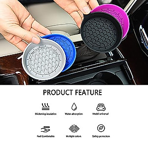 Acespeed 4-Pack Automotive Cup Holders Universal Car Cup Coaster Silicone Insulation Drink Mat Waterproof Non-Slip Sift-Proof Spill Holder Car Interior Accessories 4-Pack（Gray）