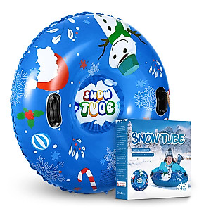 BESPORTBLE Inflatable Snow Tube PVC Inflatable Snow Sled Winter Snow Tube Heavy Duty Snow Sled with Handles for Children and Adults, 120cm/47inch