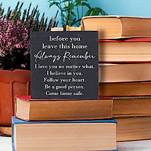 Inspirational Home Farmhouse Decor Desk Decor Wooden Box Sign Always Remember You are Braver Than You Think Rustic Black Wood Block Plaque Box Sign for Women Family Friends Shelf Table Decoration