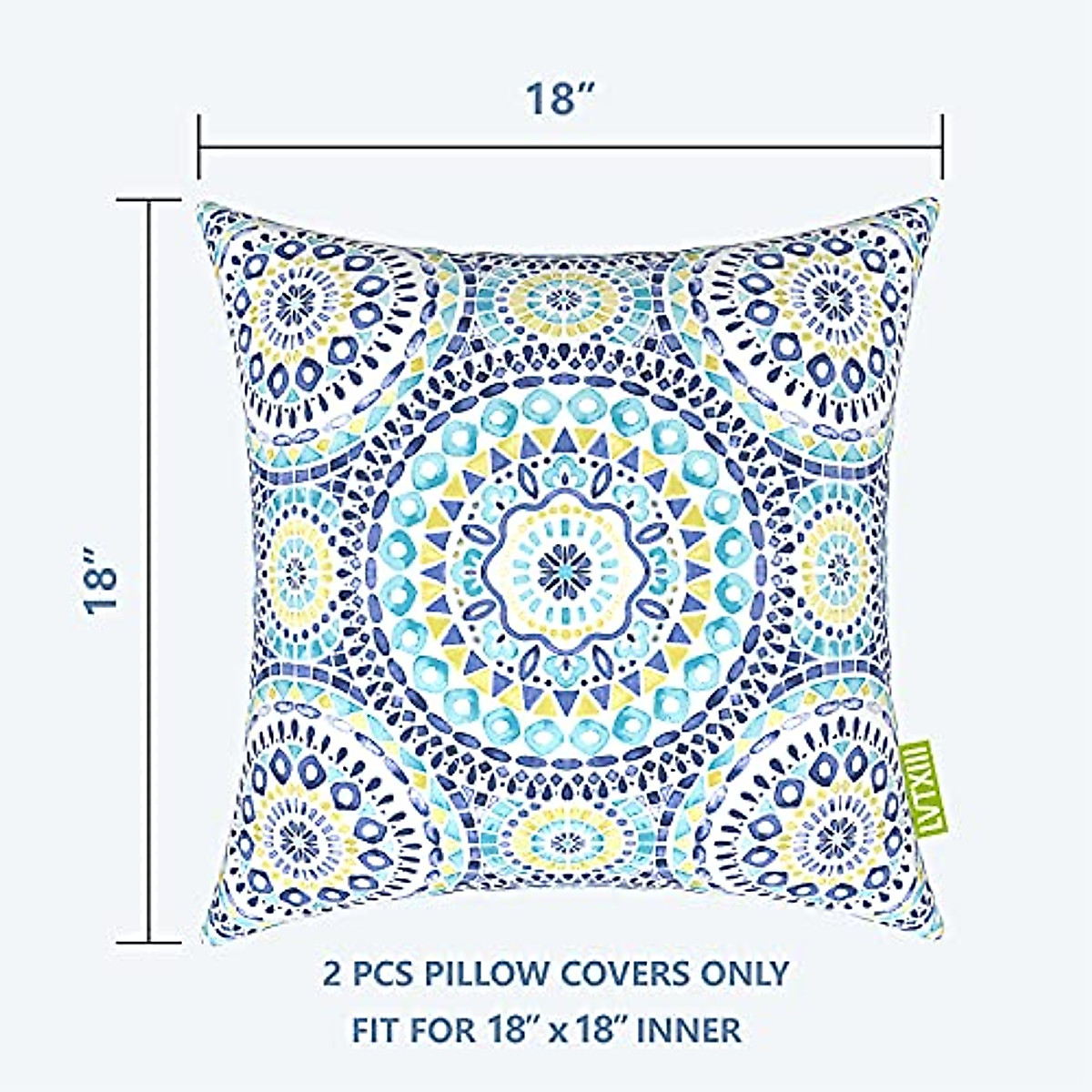 LVTXIII Outdoor Throw Pillow Covers 18 x 18 Inch, Covers ONLY Modern Paisley Pattern Decorative Square Toss Pillow Case Pack of 2 for Home Patio Garden Sofa Bed Furniture, Delancey Lagoon