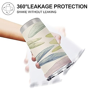 FHENMSA Reusable Plastic Water Cups with Lids,Dragonfly Drawing Print Anti-overflow Cup,sports Travel Coffee Cup