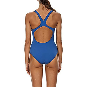 Arena Women's Madison Race Polyester Solid Swim Pro Back Swimsuit,Royal/Metallic Silver,34