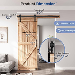 EaseLife 5 FT Sliding Barn Door Track and Handle Hardware Kit,Heavy Duty,Straight Pulley,Slide Smoothly Quietly,Easy Install (5FT Track Kit for 24"~30" Wide Single Door)
