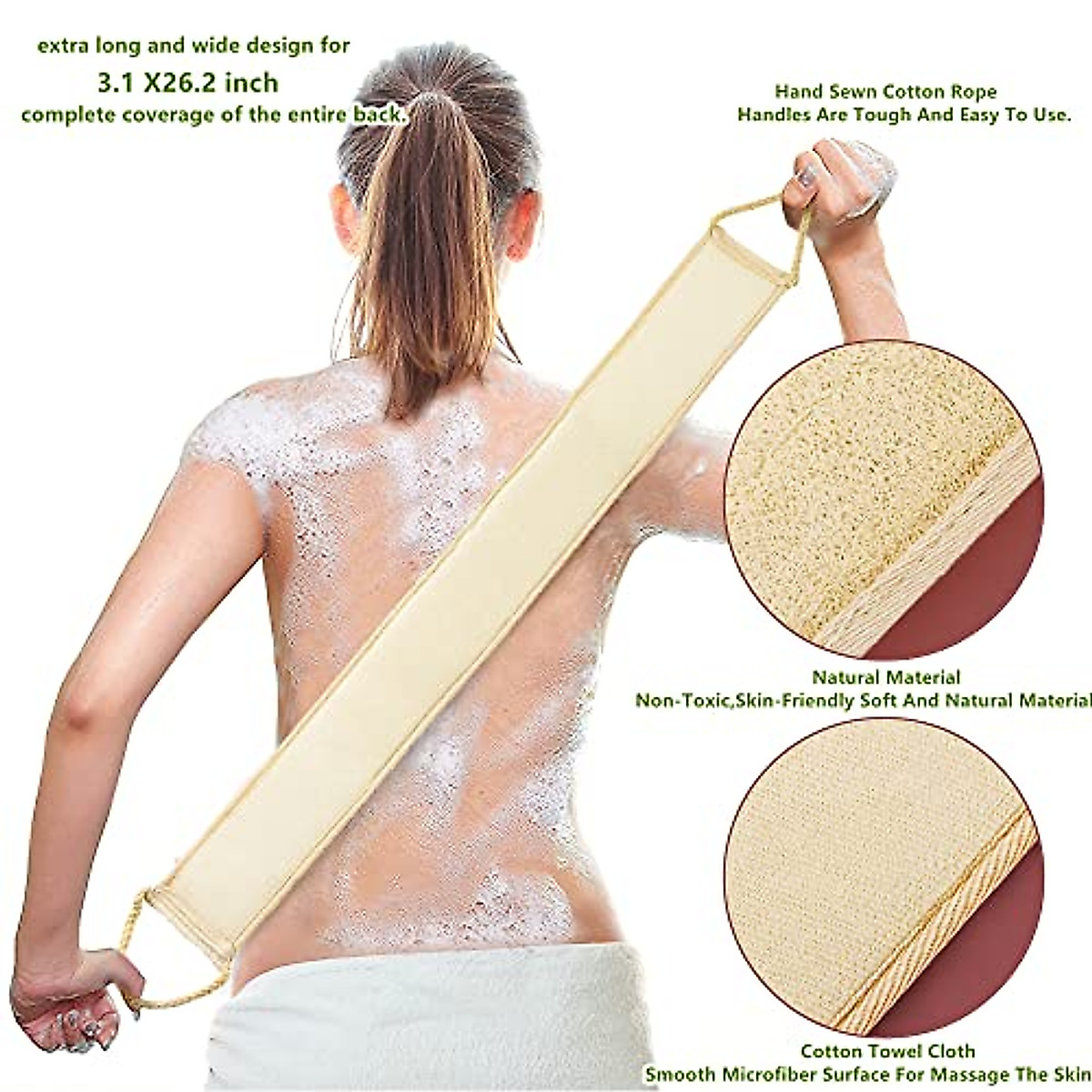 Natural Loofah Exfoliating Body Sponge Scrubber, Back Scrubber (5 Pack), Made with Eco-Friendly and Biodegradable Shower Luffa Sponge, Loofah for Women and Men, for Skin Care in Bath Spa Shower