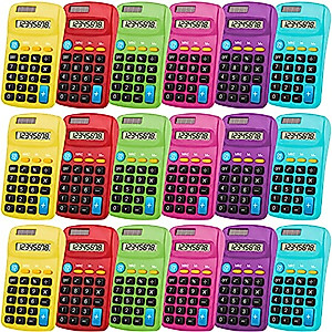 Pocket Size Calculator 8 Digit Display Basic Calculator Solar Battery Dual Power Mini Calculator for Desktop Home Office School Students Kids, 6 Colors (24 Pieces)
