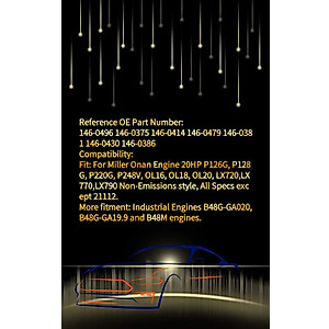 146-0496 Carburetor Carb Kit for Onan Nos B48G B48M P126G P128G P220G Replace 146-0375 146-0414 146-0479 146-0381 146-0430 146-0386
