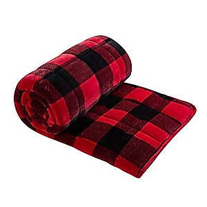 Dearfoams Super Soft Red Buffalo Plaid Weighted Blanket, 15 lbs, 48"x72"