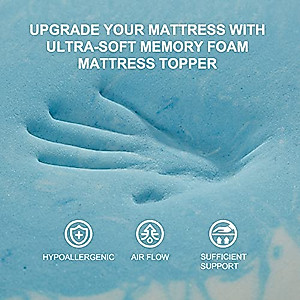 SINWEEK 3 Inch Mattress Topper 5-Zone Memory Foam Mattress Topper Pressure Relieve Soft Mattress Pad, CertiPUR-US Certified, Queen Size