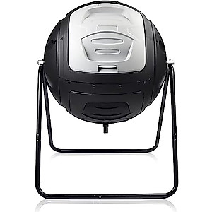 SQUEEZE master Light Weight Spherical Compost Bin Tumbler Outdoor Garden- Quick Assembly -with Drain Plugs to Collect Liquid-Fast Composting (35 Gallon,Grey)