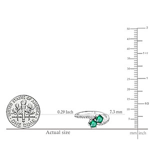 Dazzlingrock Collection Round Emerald & White Diamond Two Stone Swirl Engagement Ring in 14K White Gold, Size 7