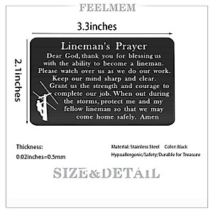 FEELMEM Lineman Gift Lineman Prayer Wallet Insert Gifts for Him Husband Dad Uncle Electric Cable Lineman Be Safe Gift(black)