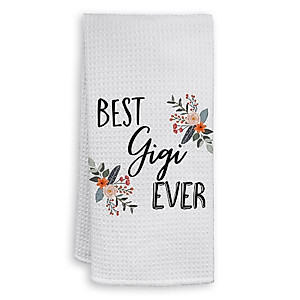 HIWX Best Gigi Ever Decorative Kitchen Towels and Dish Towels, Watercolor Boho Floral Gigi Mother's Day Hand Towels Tea Towel for Bathroom Kitchen Decor 16×24 Inches