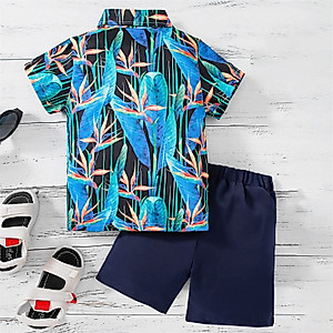 Toddler Baby Boy Suit Summer Beach Print Short Sleeved Bow Tie Shirt Shorts Gentleman's Set Two Track (A, 6-9 Months)