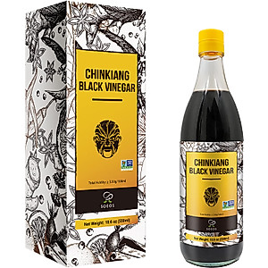 Soeos Chinkiang Vinegar, 18.6 fl oz (550ml), Chinese Black , Traditional , Organic , Zhenjiang Xiangcu, Black Rice Vinegar | Condiment for Cooking Noodles, Braised Meat, Cold Appetizers