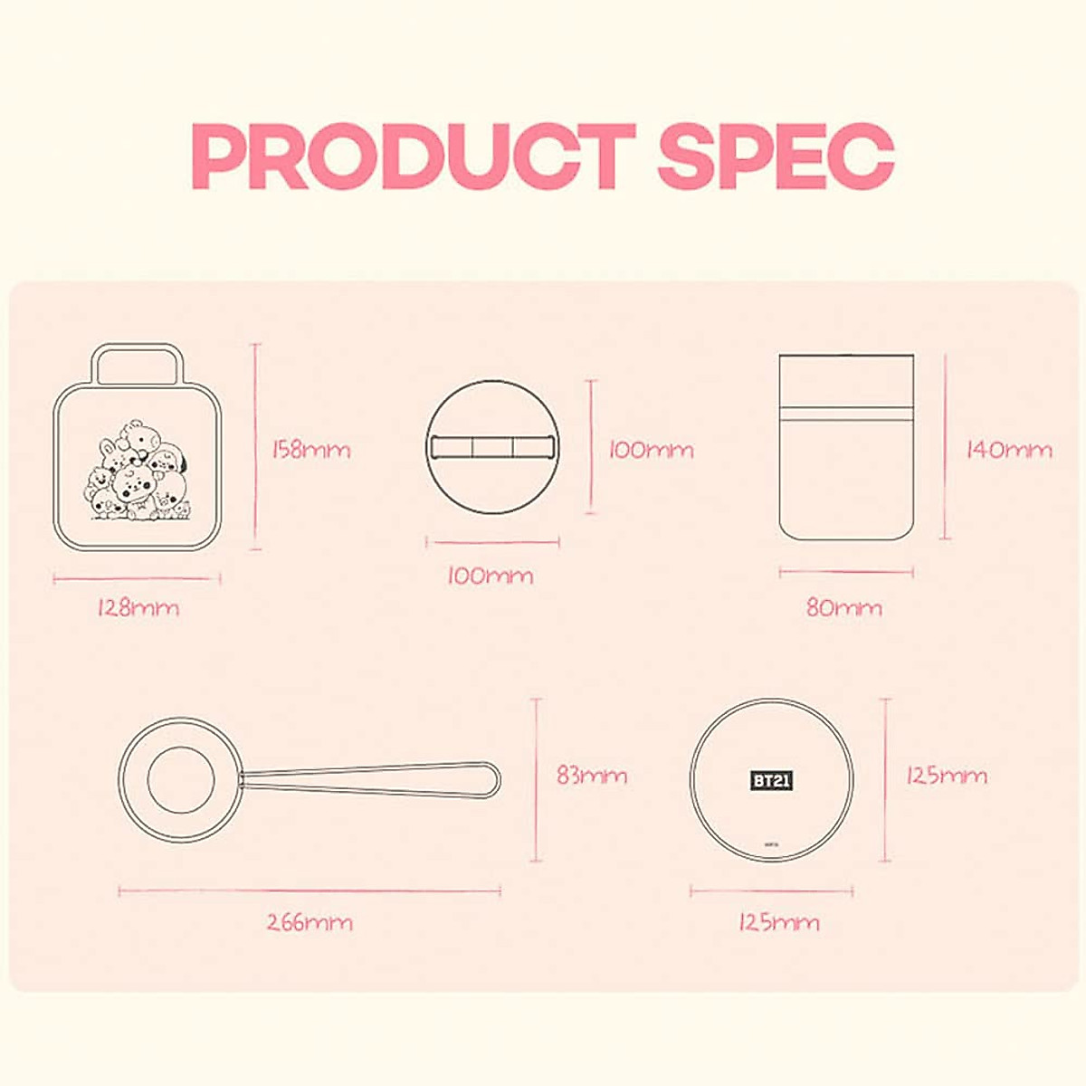 BT21 Squid Biscuits Sugar Pie Game Korean Sugar Candy Making Tools Set DALGONA Kit (7pcs in 1set), Ladle, Shape frame, Press Stainless Steel, bottom plate, Circle case