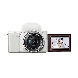 Sony Alpha ZV-E10 - APS-C Interchangeable Lens Mirrorless Vlog Camera Kit - White (Renewed)