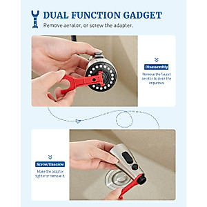 Kitchen Faucet Head Replacement with 15 Adapters - 3 Functions Pull Down Spray Head for Kitchen Faucet, Pull Out Faucet Sprayer Head Nozzle, Kitchen Sink Faucet Sprayer Head Parts, Brushed Nickel