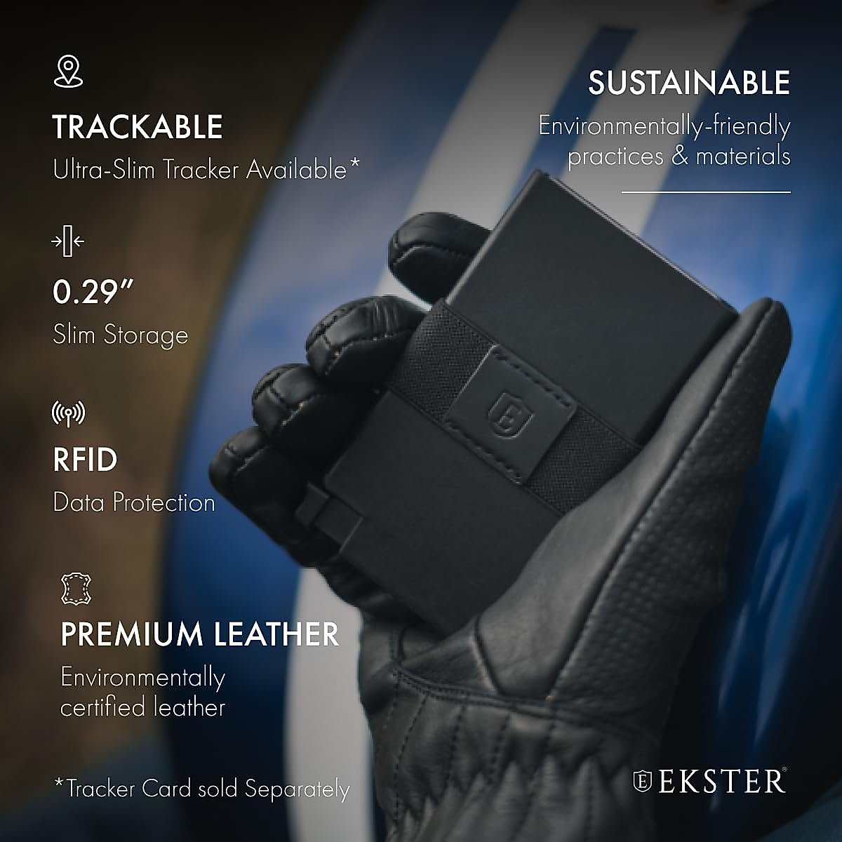 Ekster Senate Cardholder Wallet for Men | Slim Wallets for Men w/RFID Blocking Layer | Minimalist Wallet for Men w/Push Button for Quick Card Access | Card Wallet & Mens Wallet Slim (Nappa Black)