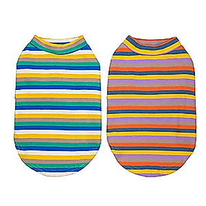 HOODDEAL Dog Striped Shirt Breathable Stretchy Puppy Bottoming T-Shirts Cozy Soft Cotton Knitted Elastic Pet Clothes Cat Costumes (XXL)
