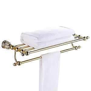 MOYOKOY Gold Crystal Inlaid Bath Towel Holder Stainless Steel Towel Rack