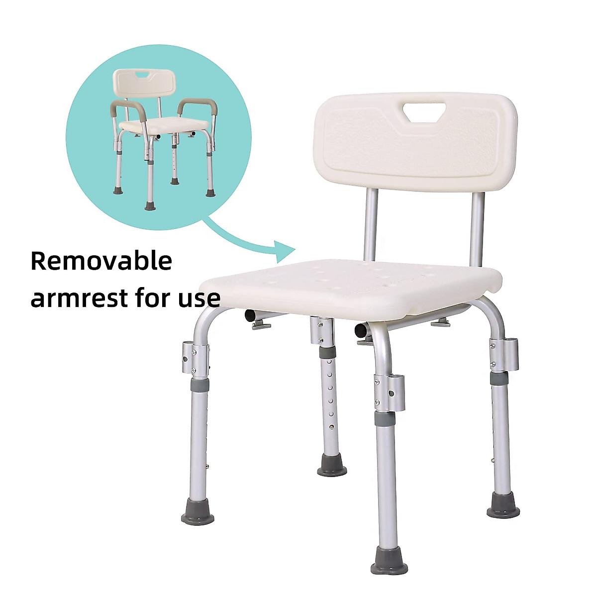 Tool-Free Assembly Spa Bathtub Shower Lift Chair, Adjustable Shower Bench, White Bathtub Lift Chair with Arms