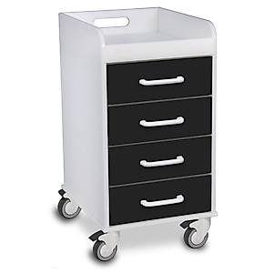TrippNT 51146 Polyethylene Compact 4 Drawer Locking Cart, 14 3/8" Width x 27 7/8" Height x 18 3/8" Depth, Black
