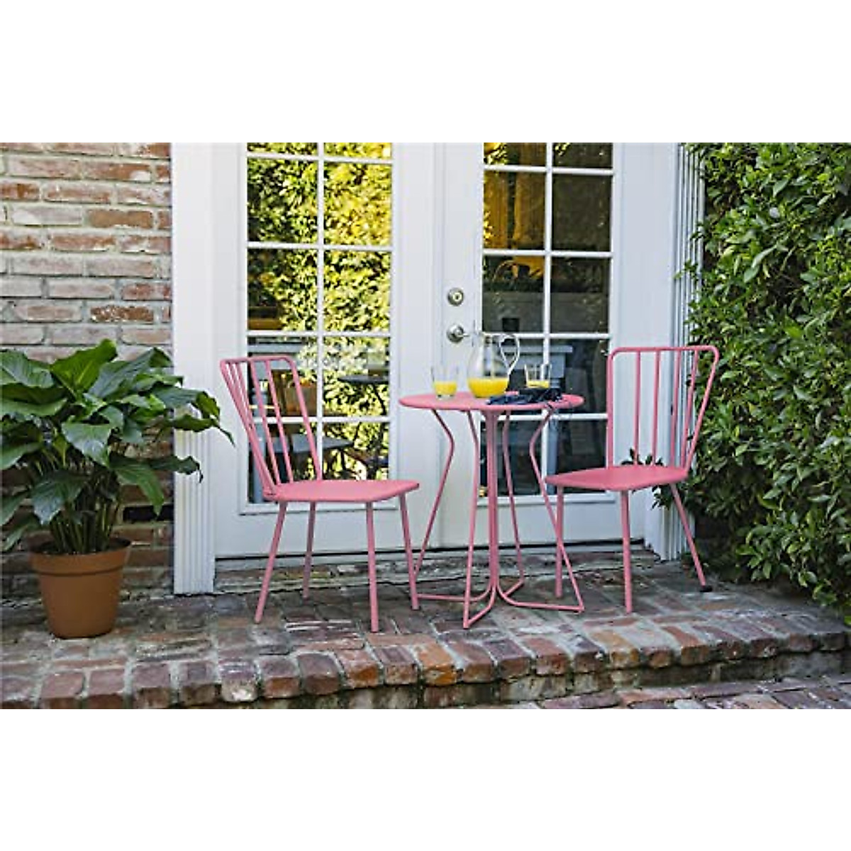 Novogratz Poolside Gossip Collection, Heidi Outdoor/Indoor Bistro Set, 3 Piece, Pink