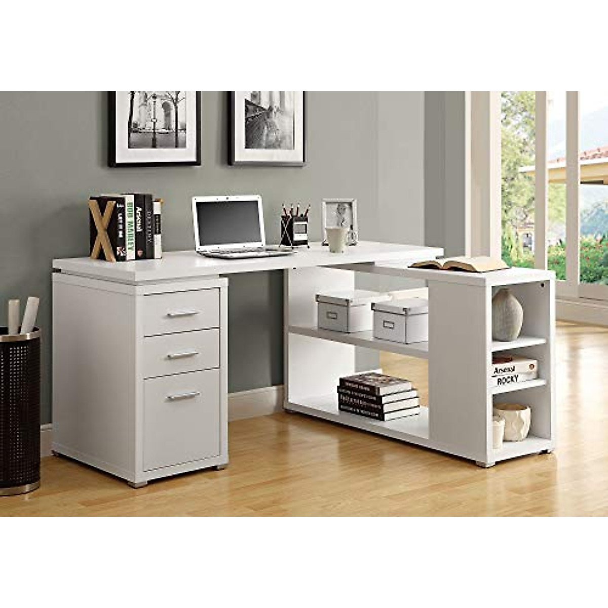 Monarch Specialties Hollow-Core Left or Right Facing Corner Desk, White