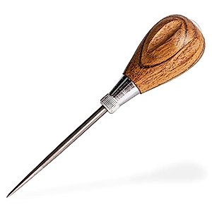 General Tools Scratch Awl Tool with Hardwood Handle - Scribe, Layout Work, & Piercing Wood - Alloy Steel Blade