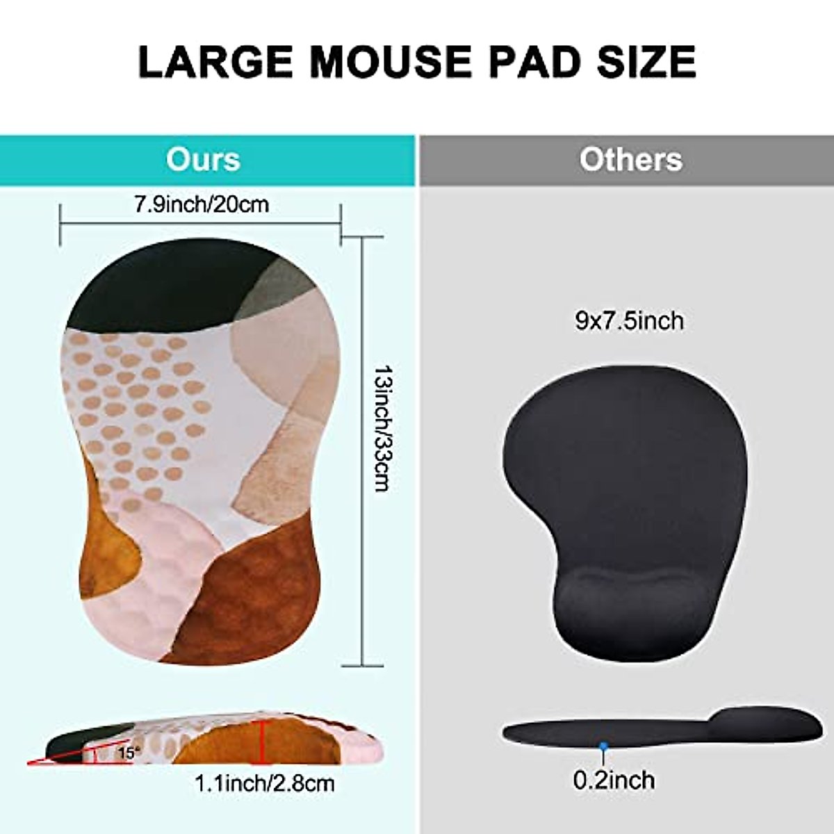 iCasso Mouse Pad with Wrist Rest, Ergonomic Mouse Pad,13x8 inch Pain Relief Keyboard Wrist Rest, Comfortable Memory Foam Mousepad with Non-Slip PU Base Mouse Pads for Desk Computer Home Office