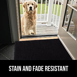 Gorilla Grip 100% Waterproof Ultra Absorbent Moisture Guard Doormat, Absorbs Up to 5.7 Cups of Water, Stain and Fade Resistant, Spiked Rubber Backing, All Weather Door Mat, 2 Pack, 35x23, Black